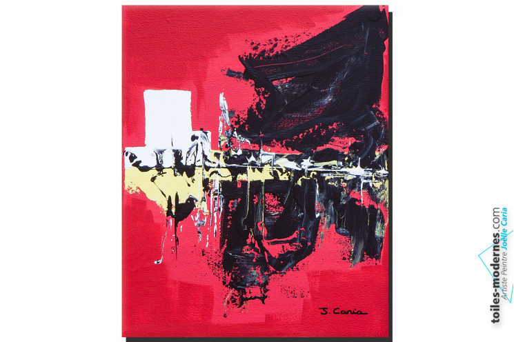 Tableau rouge et noir abstrait : Discernement